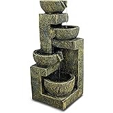 Outsunny Solar Powered Garden Water Feature with LED Lights and Pump, 4 ...