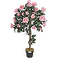 Christow Artificial Rose Tree Cream Flowers Twisted Wooden Trunk Potted ...