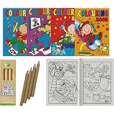 ihoot Pack of 12 A6 Kids Colouring Books and 12 Packs of Colouring ...