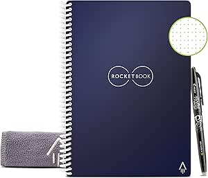 Rocketbook Core Smart Reusable Notebook - A5 Blue Notepad, Dot Grid ...