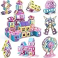 AOMIKS 154 Pcs Magnetic Building Blocks Educational & Inspirational Magnet Stacking Blocks Mini ...