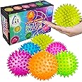 6 Large Spiky 7.5cm LED Flashing Bouncy Disco Balls with Light, Squishy ...