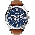 Fossil Stainless Steel Analog Blue Dial Men Watch-Bq2125, Brown Band ...