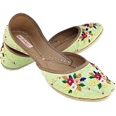Fulkari Women's Amaryllis Beige Gold Genuine Soft Leather Juttis | Bite ...