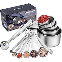 U-Taste Measuring Cups and Spoons Set of 15 by 18/8 Stainless Steel, 7 ...
