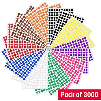 700 Sticky Coloured Dots - 8mm - Easy Peel Self Adhesive Colour Coding ...