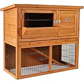 PawHut 2-Tier Rabbit Hutch Wooden Guinea Pig Hutch Double Decker Pet ...