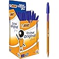 Bic Cristal Original Fine Ball Pens, Fine Point (0.8 mm), Blue, Box of 50 - Smudge-Free, Every ...