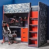 X-Rocker BattleBunk Gaming Bunk Bed, Modern High Sleeper with Desk ...