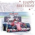 Formula One Happy Birthday Card with Watercolour Image and Red Foil ...