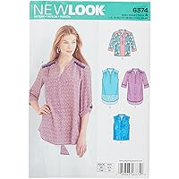 New Look Sewing Pattern 6483: Misses Tops, Size A, Silk, White, A (6-8 ...