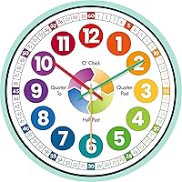 WONZOM 12 Inch Educational Time Teaching Wall Clock for Kids, Silent ...
