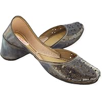 Fulkari Women's Mirror Peach Gold Genuine Soft Leather Embroidered ...