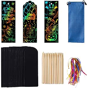 Scratch Rainbow Bookmarks,60 PCS Magic Scratch Paper Art Bookmarks ...