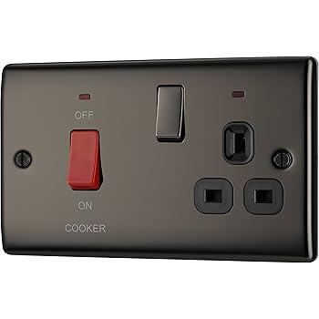 Crabtree/Eurolite, Matt Black, 45 Amp Cooker Switch With 13 Amp Socket ...
