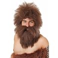 Caveman Wig & Beard Set Adults Ancient Stone Age Prehistoric Cave Man ...
