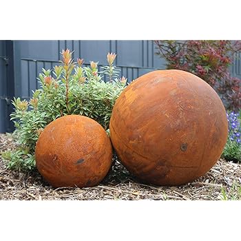 Schlichte & Rostige Gartenkugel - Große Dekokugel - Ø 50cm - Wetterfest ...