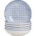 Nicola Spring Patterned Pasta Bowls - Navy - Pack of 6 - Porcelain ...