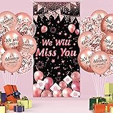 We Will Miss You Banner - Black Gold Retirement Party Backdrop Decorations Sorry You Leaving ...