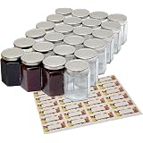 Nutley's 8oz Hexagonal Jam Jar with Lid - Silver (Pack of 24) : Amazon ...