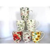 Heron Cross Pottery "Abbeydale Collection" Set of 6 Aspen China Mugs in ...