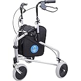 COSTWAY 3 Wheel Folding Rollator, Aluminium Mobility Walker with ...