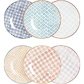 Nicola Spring Hand-Printed Dinner Plates - 25.5cm - 3 Colours - Pack of ...