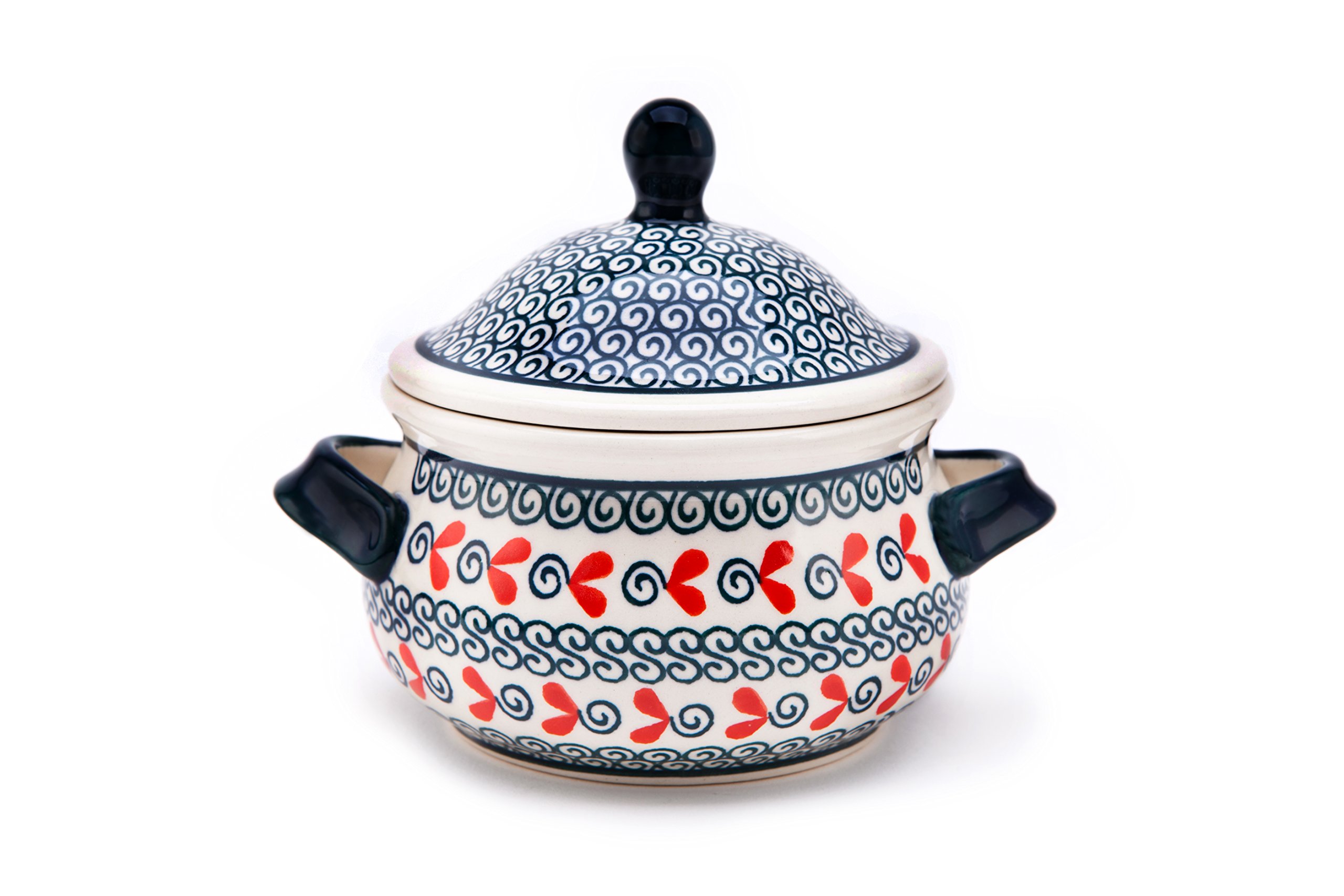 Hand-Decorated Polish Pottery Marmelade Pot/Soup Mug 0.45 Litre/Wax ...