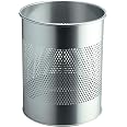Durable Metal Round Waste Bin Silver 15 Litre Capacity, Stylish 165 mm ...