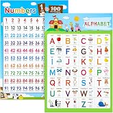 SK SUPKER 4 Pack ABC Alphabet Chart + Numbers 1-100 + Shapes + Colors ...