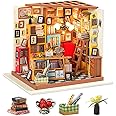 ROBOTIME DIY Dolls House Kit Wooden Library Model Kits Building, Book ...