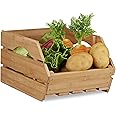 Relaxdays Universal Stapelkiste aus Bambus Holz, offene ...