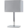 MiniSun Modern Polished Chrome Square Tube Table Lamp with a Grey ...
