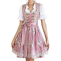 EIISSION Dirndl Damen Midi Trachtenkleid inkl. Trachtenrock Dirndlbluse Dirndlschürze für ...