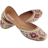 Fulkari Women's Amaryllis Beige Gold Genuine Soft Leather Juttis | Bite ...