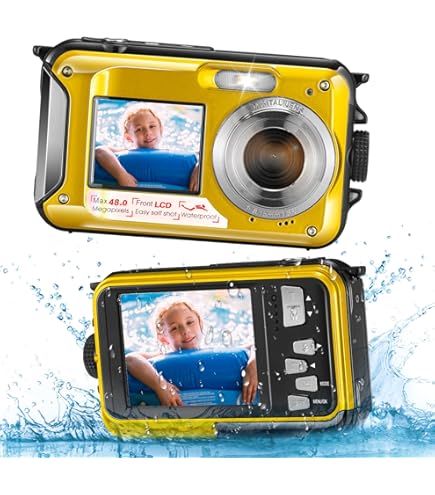 Waterproof Underwater Camera Dual Screen HD 48MP Digital