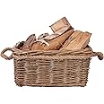 Rustic Fireside Chunky Wicker Log Basket Potato Basket with Rope ...