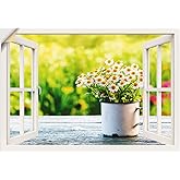 ARTland Wanddeko Wandtattoo selbstklebende Vinylfolie 100x70 cm Fensterblick Fenster Botanik ...