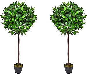 2 x Artificial Bay Trees (140cm/4ft) Premium Quality Natural Appearance ...