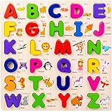 Wooden Alphabet Maze Board, ABC 26 Letters Moving Match Puzzle Learning ...
