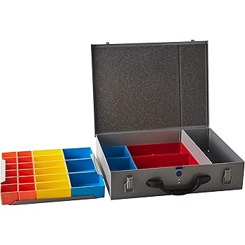 Metal Storage Screw Organiser Tool Box Compartment System Black Case ...