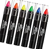 UV Glow Neon Face and Body Paint Set of 6 Tubes - Fluorescent ...
