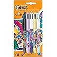 Bic 4 Colours Velour Multi-Coloured Retractable Ballpoint Pens, Black ...