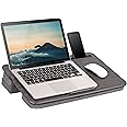 LAPGEAR Elevation Lap Desk with Device Ledge, Phone Holder, and Booster Cushion - Gray Woodgrain ...