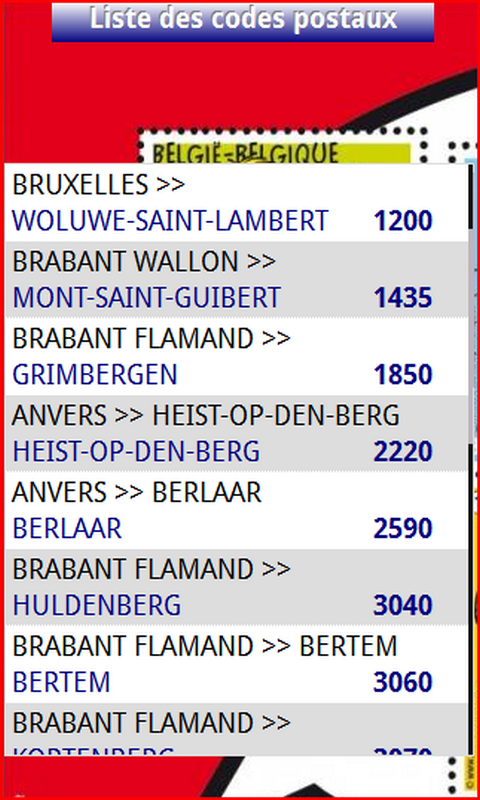 Code Postal Belge: Amazon.fr: Appstore pour Android