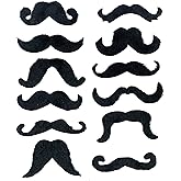 Pack Of 12 Novelty Assorted Moustaches Self Adhesive Fake Moustache Set ...