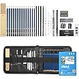 H & B Drawing Sketching Pencils Set, 35 Pack Art Kit with Sketch Book ...