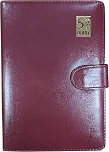 5 Year Undated Diary Leather Look A5 Day a Page Padded Organiser ...