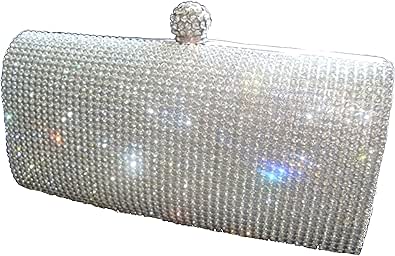 Shimmering Silver Diamante Encrusted Evening bag Clutch Purse Party ...
