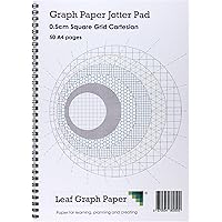 A4 Graph Paper 5mm 0.5cm Squared Jotter Pad, 50 Pages Cartesian Style ...